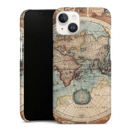 DeinDesign iPhone 14 Handy Premium Case Smartphone Handyh&uuml;lle Schutzh&uuml;lle matt Vintage Map World Map Premium Case