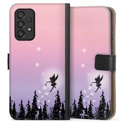 DeinDesign Galaxy A33 5G Handy Klapph&uuml;lle Handyh&uuml;lle aus Kunst Leder schwarz Flip Case Official Licensed Product Tinkerbells Disney Sideflip mit langer Lasche