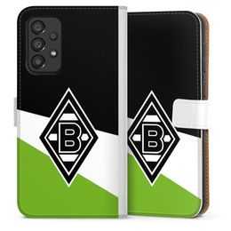 DeinDesign Galaxy A33 5G Handy Klapph&uuml;lle Handyh&uuml;lle aus Kunst Leder wei&szlig; Flip Case Official Licensed Product Borussia M&ouml;nchengladbach Gladbach Sideflip mit 