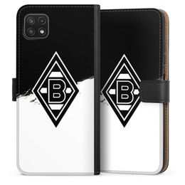 DeinDesign Galaxy A22 5G Handy Klapph&uuml;lle Handyh&uuml;lle aus Kunst Leder schwarz Flip Case Bmg Borussia M&ouml;nchengladbach Gladbach Sideflip mit langer Lasche