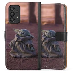 DeinDesign Galaxy A33 5G Handy Klapph&uuml;lle Handyh&uuml;lle aus Kunst Leder schwarz Flip Case Baby Yoda Star Wars The Child Sideflip mit langer Lasche