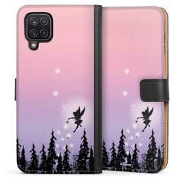 DeinDesign Galaxy A12 Handy Klapph&uuml;lle Handyh&uuml;lle aus Kunst Leder schwarz Flip Case Tinkerbells Official Licensed Product Disney Sideflip mit langer Lasche