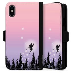 DeinDesign iPhone X Handy Klapph&uuml;lle Handyh&uuml;lle aus Kunst Leder schwarz Flip Case Tinkerbells Official Licensed Product Disney Sideflip mit langer Lasche