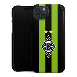 DeinDesign iPhone 15 Plus Handy Premium Case Smartphone Handyh&uuml;lle Schutzh&uuml;lle gl&auml;nzend Stripes Borussia M&ouml;nchengladbach Gladbach Premium Case