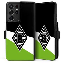 DeinDesign Galaxy S21 Ultra 5G Handy Klapph&uuml;lle Handyh&uuml;lle aus Kunst Leder schwarz Flip Case Borussia M&ouml;nchengladbach Official Licensed Product Gladbach Sideflip