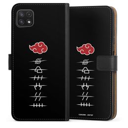 DeinDesign Galaxy A22 5G Handy Klapph&uuml;lle Handyh&uuml;lle aus Kunst Leder schwarz Flip Case Naruto Shippuden Akatsuki Official Licensed Product Sideflip mit langer 