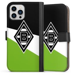 DeinDesign iPhone 13 Pro Max Handy Klapph&uuml;lle Handyh&uuml;lle aus Kunst Leder schwarz Flip Case Borussia M&ouml;nchengladbach Official Licensed Product Gladbach Sideflip 