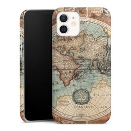 DeinDesign iPhone 12 Handy Premium Case Smartphone Handyh&uuml;lle Schutzh&uuml;lle gl&auml;nzend Vintage Map World Map Premium Case