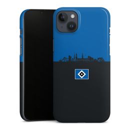 DeinDesign iPhone 14 Plus Handy Premium Case Smartphone Handyh&uuml;lle Schutzh&uuml;lle gl&auml;nzend Hsv Skyline Hamburg Premium Case