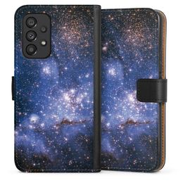 DeinDesign Galaxy A53 5G Handy Klapph&uuml;lle Handyh&uuml;lle aus Kunst Leder schwarz Flip Case Weltall Galaxy Weltraum Sideflip mit langer Lasche