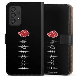 DeinDesign Galaxy A33 5G Handy Klapph&uuml;lle Handyh&uuml;lle aus Kunst Leder schwarz Flip Case Naruto Shippuden Akatsuki Official Licensed Product Sideflip mit langer 