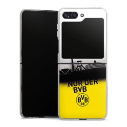 DeinDesign Galaxy Z Flip 5 Handy Hard Case Schutzh&uuml;lle transparent Smartphone Handy H&uuml;lle Borussia Dortmund Statement Bvb Hard Case