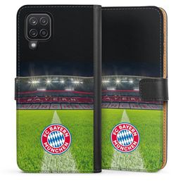 DeinDesign Galaxy A12 Handy Klapph&uuml;lle Handyh&uuml;lle aus Kunst Leder schwarz Flip Case Stadium Fc Bayern M&uuml;nchen Fcb Sideflip mit langer Lasche