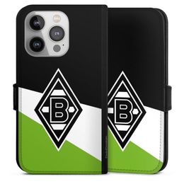 DeinDesign iPhone 14 Pro Handy Klapph&uuml;lle Handyh&uuml;lle aus Kunst Leder schwarz Flip Case Borussia M&ouml;nchengladbach Official Licensed Product Gladbach Sideflip mit 