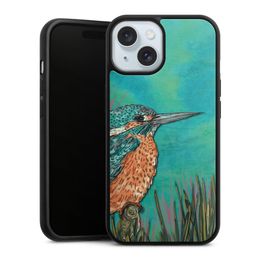 DeinDesign iPhone 15 Handy Gallery Case Handyh&uuml;lle 9H Geh&auml;rtetes Glas R&uuml;ckseite H&uuml;lle Painting Bird Animals Gallery Case