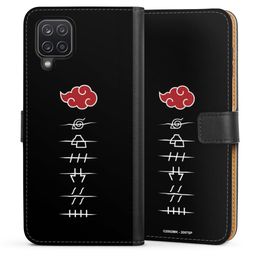 DeinDesign Galaxy A12 Handy Klapph&uuml;lle Handyh&uuml;lle aus Kunst Leder schwarz Flip Case Naruto Shippuden Akatsuki Official Licensed Product Sideflip mit langer 