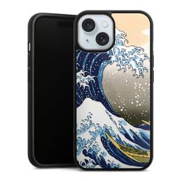 DeinDesign iPhone 15 Handy Gallery Case Handyh&uuml;lle 9H Geh&auml;rtetes Glas R&uuml;ckseite H&uuml;lle Katsushika Hokusai Die Gro&szlig;e Welle Vor Kanagawa Kunst Gallery Case