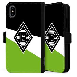 DeinDesign iPhone X Handy Klapph&uuml;lle Handyh&uuml;lle aus Kunst Leder schwarz Flip Case Borussia M&ouml;nchengladbach Official Licensed Product Gladbach Sideflip mit langer