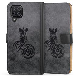 DeinDesign Galaxy A12 Handy Klapph&uuml;lle Handyh&uuml;lle aus Kunst Leder schwarz Flip Case Msv Duisburg Zebra Official Licensed Product Sideflip mit langer Lasche