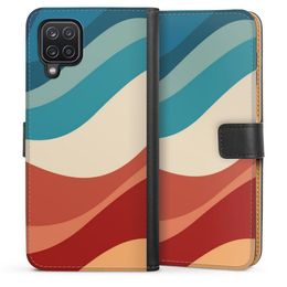 DeinDesign Galaxy A12 Handy Klapph&uuml;lle Handyh&uuml;lle aus Kunst Leder schwarz Flip Case Colour Wave Ombre Sideflip mit langer Lasche