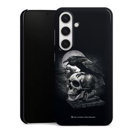 DeinDesign Galaxy S24 Handy Premium Case Smartphone Handyh&uuml;lle Schutzh&uuml;lle gl&auml;nzend Raven Skulls Skull Premium Case