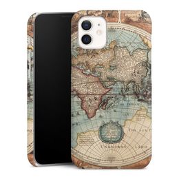 DeinDesign iPhone 12 mini Handy Premium Case Smartphone Handyh&uuml;lle Schutzh&uuml;lle gl&auml;nzend Vintage Map World Map Premium Case