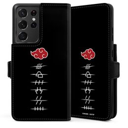 DeinDesign Galaxy S21 Ultra 5G Handy Klapph&uuml;lle Handyh&uuml;lle aus Kunst Leder schwarz Flip Case Naruto Shippuden Official Licensed Product Akatsuki Sideflip mit 
