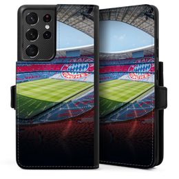 DeinDesign Galaxy S21 Ultra 5G Handy Klapph&uuml;lle Handyh&uuml;lle aus Kunst Leder schwarz Flip Case Fcb Fc Bayern M&uuml;nchen Stadium Sideflip mit Lasche