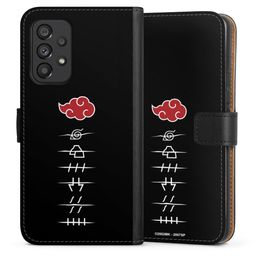 DeinDesign Galaxy A53 5G Handy Klapph&uuml;lle Handyh&uuml;lle aus Kunst Leder schwarz Flip Case Naruto Shippuden Akatsuki Official Licensed Product Sideflip mit langer 