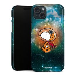 DeinDesign iPhone 15 Plus Handy Premium Case Smartphone Handyh&uuml;lle Schutzh&uuml;lle gl&auml;nzend Official Licensed Product Snoopy Astronaut Premium Case