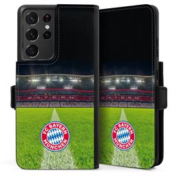 DeinDesign Galaxy S21 Ultra 5G Handy Klapph&uuml;lle Handyh&uuml;lle aus Kunst Leder schwarz Flip Case Stadium Fc Bayern M&uuml;nchen Fcb Sideflip mit Lasche