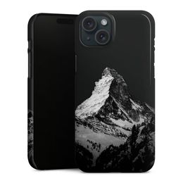 DeinDesign iPhone 15 Plus Handy Premium Case Smartphone Handyh&uuml;lle Schutzh&uuml;lle gl&auml;nzend Mountain Snow Mountain Top Premium Case