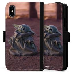 DeinDesign iPhone X Handy Klapph&uuml;lle Handyh&uuml;lle aus Kunst Leder schwarz Flip Case The Child Star Wars Baby Yoda Sideflip mit langer Lasche