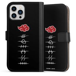 DeinDesign iPhone 13 Pro Max Handy Klapph&uuml;lle Handyh&uuml;lle aus Kunst Leder schwarz Flip Case Naruto Shippuden Official Licensed Product Akatsuki Sideflip mit 