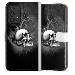 DeinDesign Galaxy A33 5G Handy Klapph&uuml;lle Handyh&uuml;lle aus Kunst Leder wei&szlig; Flip Case Gothic Skulls Skull Sideflip mit Lasche