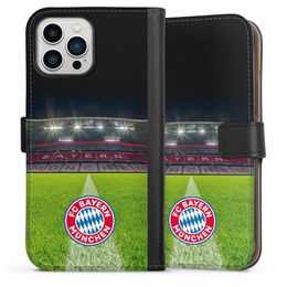 DeinDesign iPhone 13 Pro Max Handy Klapph&uuml;lle Handyh&uuml;lle aus Kunst Leder schwarz Flip Case Stadium Fc Bayern M&uuml;nchen Fcb Sideflip mit langer Lasche