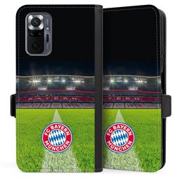 DeinDesign Xiaomi Redmi Note 10 Pro Handy Klapph&uuml;lle Handyh&uuml;lle aus Kunst Leder schwarz Flip Case Fc Bayern M&uuml;nchen Stadium Fcb Sideflip mit langer Lasche