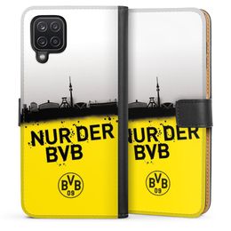 DeinDesign Galaxy A12 Handy Klapph&uuml;lle Handyh&uuml;lle aus Kunst Leder schwarz Flip Case Borussia Dortmund Statement Bvb Sideflip mit langer Lasche