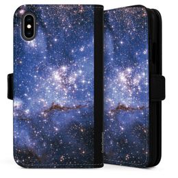 DeinDesign iPhone X Handy Klapph&uuml;lle Handyh&uuml;lle aus Kunst Leder schwarz Flip Case Galaxy Weltall Weltraum Sideflip mit langer Lasche