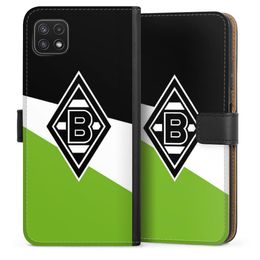 DeinDesign Galaxy A22 5G Handy Klapph&uuml;lle Handyh&uuml;lle aus Kunst Leder schwarz Flip Case Official Licensed Product Borussia M&ouml;nchengladbach Gladbach Sideflip mit 