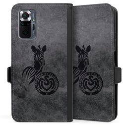 DeinDesign Xiaomi Redmi Note 10 Pro Handy Klapph&uuml;lle Handyh&uuml;lle aus Kunst Leder schwarz Flip Case Msv Duisburg Zebra Official Licensed Product Sideflip mit 