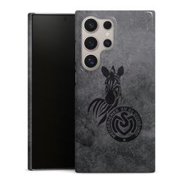 DeinDesign Galaxy S24 Ultra Handy Premium Case Smartphone Handyh&uuml;lle Schutzh&uuml;lle gl&auml;nzend Official Licensed Product Msv Duisburg Zebra Premium Case