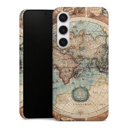 DeinDesign Galaxy S24 Handy Premium Case Smartphone Handyh&uuml;lle Schutzh&uuml;lle gl&auml;nzend Vintage Map World Map Premium Case