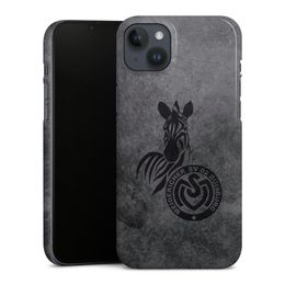 DeinDesign iPhone 14 Plus Handy Premium Case Smartphone Handyh&uuml;lle Schutzh&uuml;lle gl&auml;nzend Official Licensed Product Msv Duisburg Zebra Premium Case