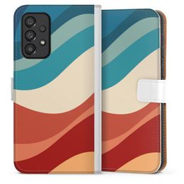 DeinDesign Galaxy A33 5G Handy Klapph&uuml;lle Handyh&uuml;lle aus Kunst Leder wei&szlig; Flip Case Colour Wave Ombre Sideflip mit Lasche