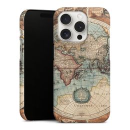 DeinDesign iPhone 15 Pro Handy Premium Case Smartphone Handyh&uuml;lle Schutzh&uuml;lle matt Vintage Map World Map Premium Case