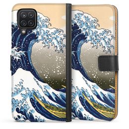 DeinDesign Galaxy A12 Handy Klapph&uuml;lle Handyh&uuml;lle aus Kunst Leder schwarz Flip Case Die Gro&szlig;e Welle Vor Kanagawa Katsushika Hokusai Kunst Sideflip mit langer 