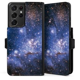 DeinDesign Galaxy S21 Ultra 5G Handy Klapph&uuml;lle Handyh&uuml;lle aus Kunst Leder schwarz Flip Case Galaxy Weltall Weltraum Sideflip mit Lasche