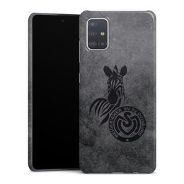 DeinDesign Galaxy A51 Handy Premium Case Smartphone Handyh&uuml;lle Schutzh&uuml;lle gl&auml;nzend Official Licensed Product Msv Duisburg Zebra Premium Case