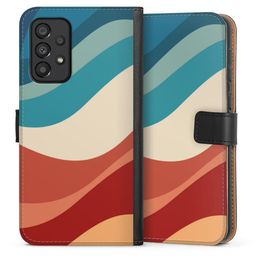 DeinDesign Galaxy A33 5G Handy Klapph&uuml;lle Handyh&uuml;lle aus Kunst Leder schwarz Flip Case Colour Wave Ombre Sideflip mit langer Lasche